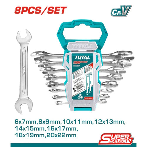 JUEGO DE LLAVES BOCA FIJA (6-22MM) X 8PZS / INDUSTRIAL (TOTAL) — Herramientas Total Store